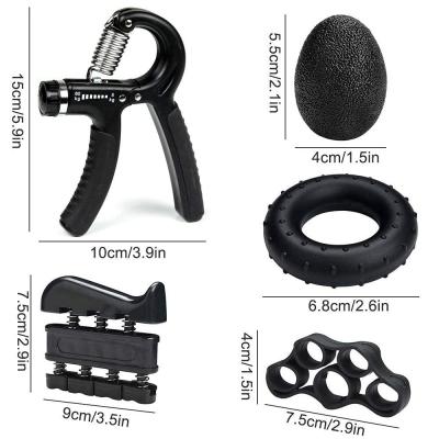 China Adjustable Hand Grip Strengthener Kit 5 Pack Black Grip Trainer Finger Exerciser Ring Stress Ball for Hand Wrist Forearm Training for sale