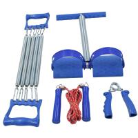 China Multifunctional Fitness Set 4-Piece with Spring Foot Pedal Resistance Band Wooden Handle Jump Rope Grip Strengthener 19kg for sale