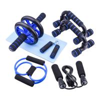 China Home Gym Equipment Set Ab Roller Push Up Bars Resistance Bands Jump Rope Mat 1.3kg for sale