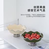 China Salad Bowl European Luxury Home Decor Serving Dessert Bowls Snacks Sliver Stand Decorative Porcelain Fruit Bowl for sale