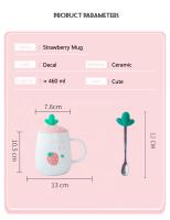 China 460ml Volume Cute Cartoon Design Ceramic Mug With Lid And Spoon Girls' Tableware for sale