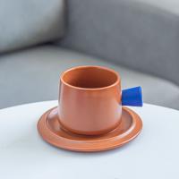 China 320ml Volume Porcelain Tea Mug Ceramic Coffee Cup And Saucer Set Klein Blue Cups for sale