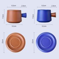 China 320ml Volume Porcelain Tea Mug Ceramic Coffee Cup And Saucer Set Klein Blue Cups for sale