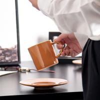 China Custom Printed Ceramic Mug Crackle Pattern Glaze Tea Cup And Saucer Set for sale