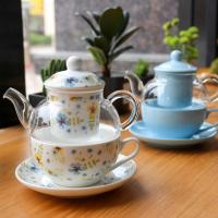 China One Person Afternoon Tea Ceramic Cup and Saucer with Sustainable Tea Infuser Strainer for sale