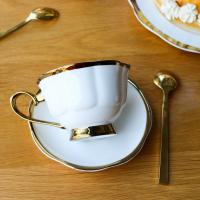 China Sustainable Luxury Gold Rim Porcelain Espresso Cappuccino Turkish Coffee Tea Cup Set for sale