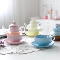 China Drinkware Type Coffee Tea Sets Europe Design Style Clear Glass Teapot Set with Infuser for sale