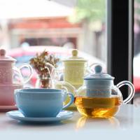 China Drinkware Type Coffee Tea Sets Europe Design Style Clear Glass Teapot Set with Infuser for sale