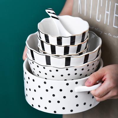 China Stylish Nordic Design Dinner Set Ceramic Plates Bowls Spoons With Wave Point Geometry for sale
