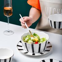 China Stylish Nordic Design Dinner Set Ceramic Plates Bowls Spoons With Wave Point Geometry for sale