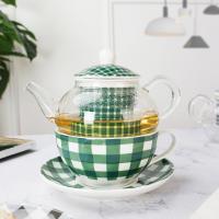 China Custom Logo Artwork Ceramic Coffee Serving Stackable Pot And Cup Saucer For One Set for sale