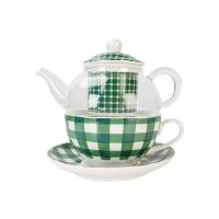 China Custom Logo Artwork Ceramic Coffee Serving Stackable Pot And Cup Saucer For One Set for sale