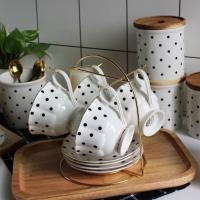 China Business Gifts Occasion Vintage Porcelain Tea Cups And Saucers With Golden Handle for sale