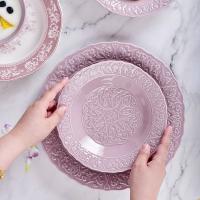 China Ins Style Porcelain Bowl Spoon Plates Sets White Ceramic Dinnerware Set For 10 Users for sale