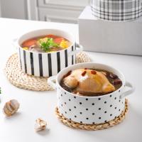 China Light Luxury Ceramic Soup Bowl Set Perfect for Business Gifts and Sustainable Cooking for sale