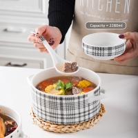 China Light Luxury Ceramic Soup Bowl Set Perfect for Business Gifts and Sustainable Cooking for sale