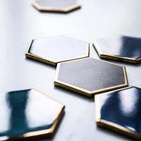 China Waterproof Heat-insulated Pad Geometric Ceramic Coasters Luxury Gold Plated for Table for sale