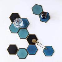 China Waterproof Heat-insulated Pad Geometric Ceramic Coasters Luxury Gold Plated for Table for sale