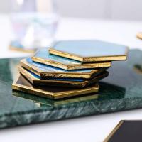 China Waterproof Heat-insulated Pad Geometric Ceramic Coasters Luxury Gold Plated for Table for sale