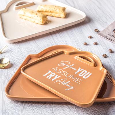 China On-Glazed Technique Ceramic Dinner Plate Handbag Pattern For Restaurant Catering Sale for sale