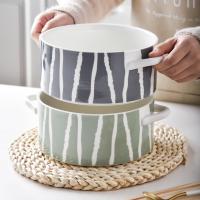 China Business Gifts Modern Customized Ceramic Ramen Bowl Set With Handles Blue And Green for sale