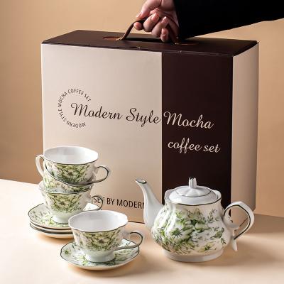 China 800ml Volume Europe Design Style Porcelain Coffee Tea Set for Afternoon Tea Gathering for sale