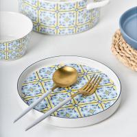 China Sustainable Original Design Bohemian Art Style Ceramic Plate For Home Hotel And Party for sale
