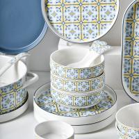 China Sustainable Original Design Bohemian Art Style Ceramic Plate For Home Hotel And Party for sale