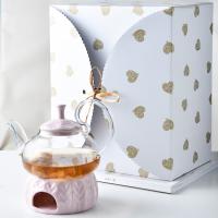 China Contemporary Design Glass Teapot British Tea Set Heater and Gift Box Included for sale