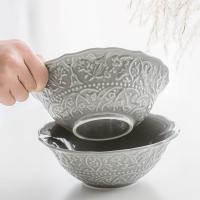 China Business Gifts Retro Ceramic Bowl Plate Set French Dinner Plate Embossed Dinnerware Set for sale