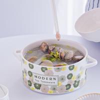China 60 oz Ceramic Soup Noodle Ramen Pot With Lid Ideal for Parties Ceramic Type Porcelain for sale