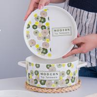 China 60 oz Ceramic Soup Noodle Ramen Pot With Lid Ideal for Parties Ceramic Type Porcelain for sale