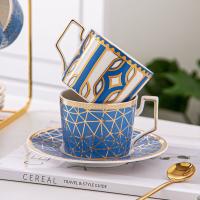 China Reusable Floral Decal Design Porcelain Cup And Saucer Set Ceramic Turkish Coffee Tea Cup for sale