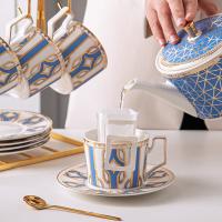 China Reusable Floral Decal Design Porcelain Cup And Saucer Set Ceramic Turkish Coffee Tea Cup for sale