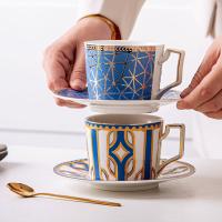 China Reusable Floral Decal Design Porcelain Cup And Saucer Set Ceramic Turkish Coffee Tea Cup for sale