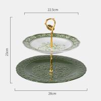 China Other Volume Creative Ceramic Cake Stand 2 Tier Designer For Party Dessert Stand for sale