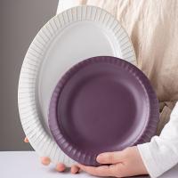 China Nordic Porcelain Tableware Glaze Matte Purple Ceramic Dinner Plate Set Dinnerware for sale