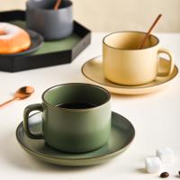 China Nordic Design Style Handmade Ceramic Coffee Mug And Saucer Set For Sustainable Office for sale