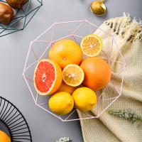 China Gold Pink Iron Fruit Basket For Kitchen Table For Organizing Fruits And Vegetables 25-28cm for sale