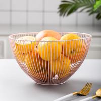 China Gold Pink Iron Fruit Basket For Kitchen Table For Organizing Fruits And Vegetables 25-28cm for sale