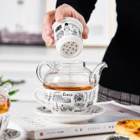 China Europe Design Glass Teapot and Saucer for One Rome Tea Kettle Ceramic Tea Cup Set for sale