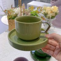 China Ceramic Silver Rim Tea Cup And Saucer Set For Luxury Modern Nordic Coffee Experience for sale
