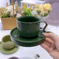 China Ceramic Silver Rim Tea Cup And Saucer Set For Luxury Modern Nordic Coffee Experience for sale