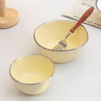 China Hotel Restaurant Dough Bowl Ceramic Mixing Bowls In Solid Yellow Color Of Other Volume for sale