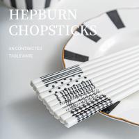 China Stylish Hepburn Style Ceramic Chopsticks Gift Set For Chinese Porcelain Sushi Lovers for sale