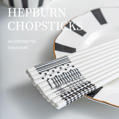 China Stylish Hepburn Style Ceramic Chopsticks Gift Set For Chinese Porcelain Sushi Lovers for sale
