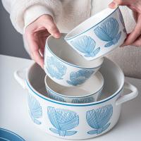 China White Blue Bowls Charger Steak Plates Dish Tableware Porcelain Dinner Sets For 10 Users for sale