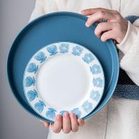 China White Blue Bowls Charger Steak Plates Dish Tableware Porcelain Dinner Sets For 10 Users for sale