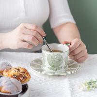 China Sustainable Nordic Style Printed Flower Ceramic Coffee Cup And Saucer 200ml Volume for sale