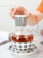 China Convenient One Person Porcelain Tea Infuser Mug With Glass And Stackable Teapot for sale